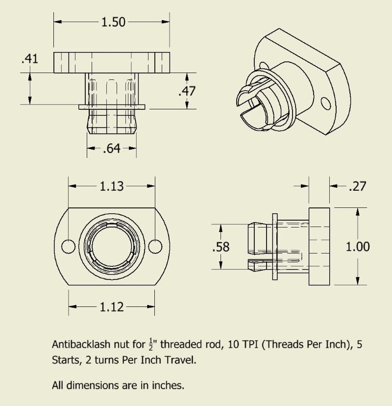 1/2" Anti-Backlash Nut – BuildYourCNC