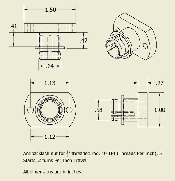 1/2" Anti-Backlash Nut – BuildYourCNC