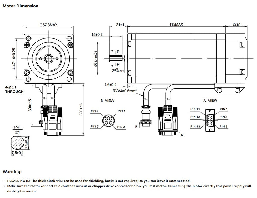 Closed Loop NEMA 23 Stepper Motor (425 oz-in 8mm single shaft) and Mat ...
